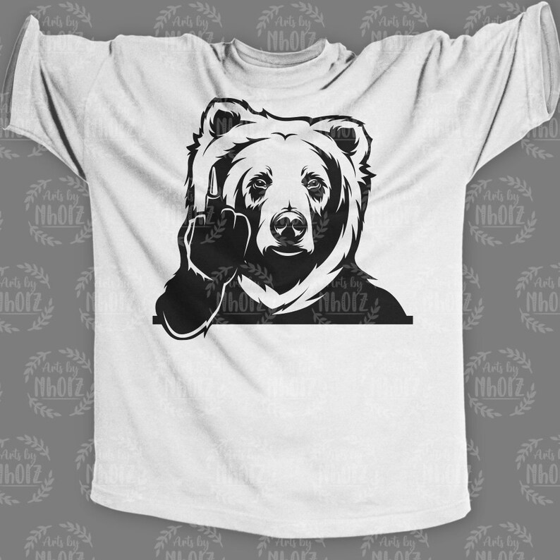 Peeking Bear Middle Finger Svg Wild Beast Roar Cut File Zoo - Etsy