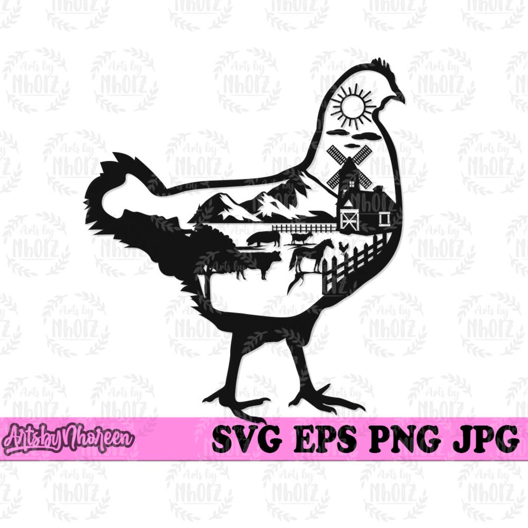 Chicken Farm Scene Svg, Chicken Clipart, Farming Shirt Png, Farmer Gift ...