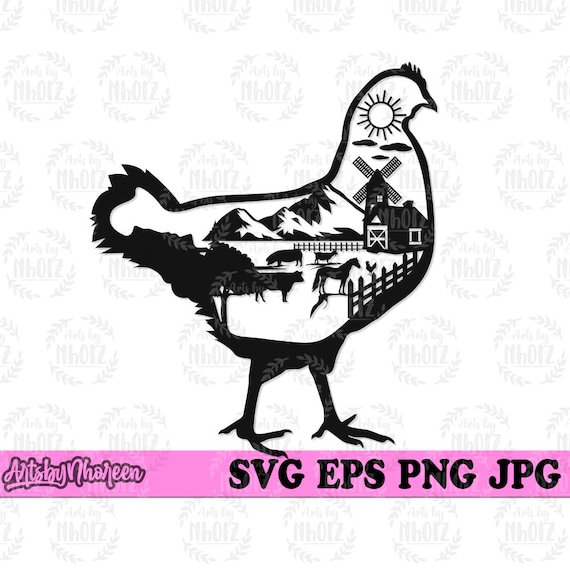 Chicken Farm Scene Svg Chicken Clipart Farming Shirt Png - Etsy