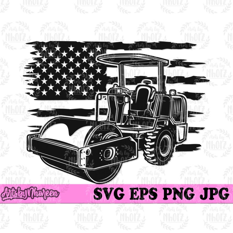 US Road Roller Svg Flat Compact Surface Asphalt Clipart Drum - Etsy