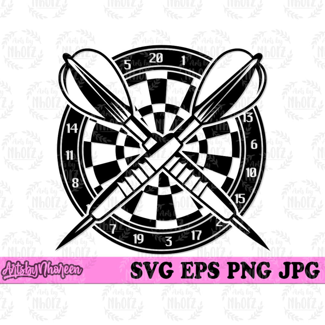 Dart Game Svg, Target Shoot Clipart, Dart Cut File, Bull’s Eye Cut File, Indoor Sports Stencil ...