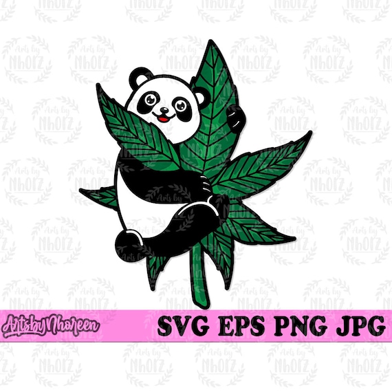 Panda in Marijuana Leaf Svg Cute Hanging Panda Clipart - Etsy
