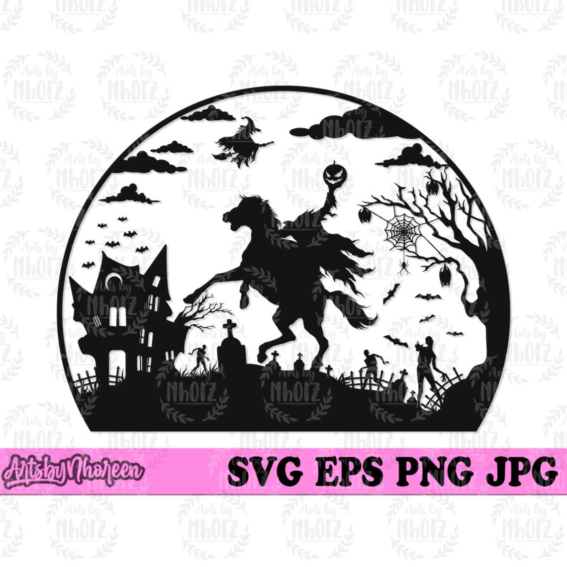 Headless Horsemen Svg Halloween Shirt Png Horror Night Scene - Etsy