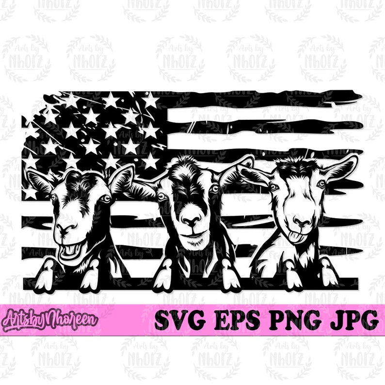 US Flag Funny Goat Svg, Farm Life Cut File, Farm Goat Stencil, Barn ...