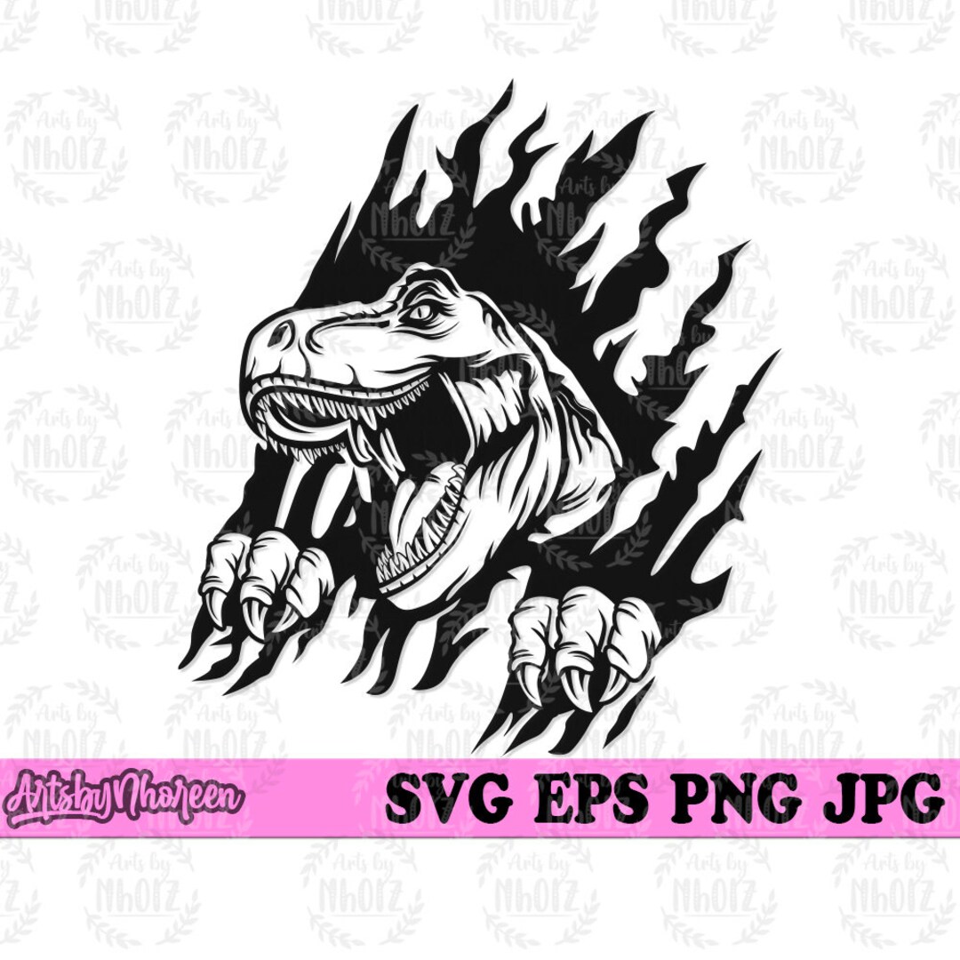 Dinosaur Scratch Svg, T-rex Clipart, Tyrannosaurus Stencil, Cute Wild ...