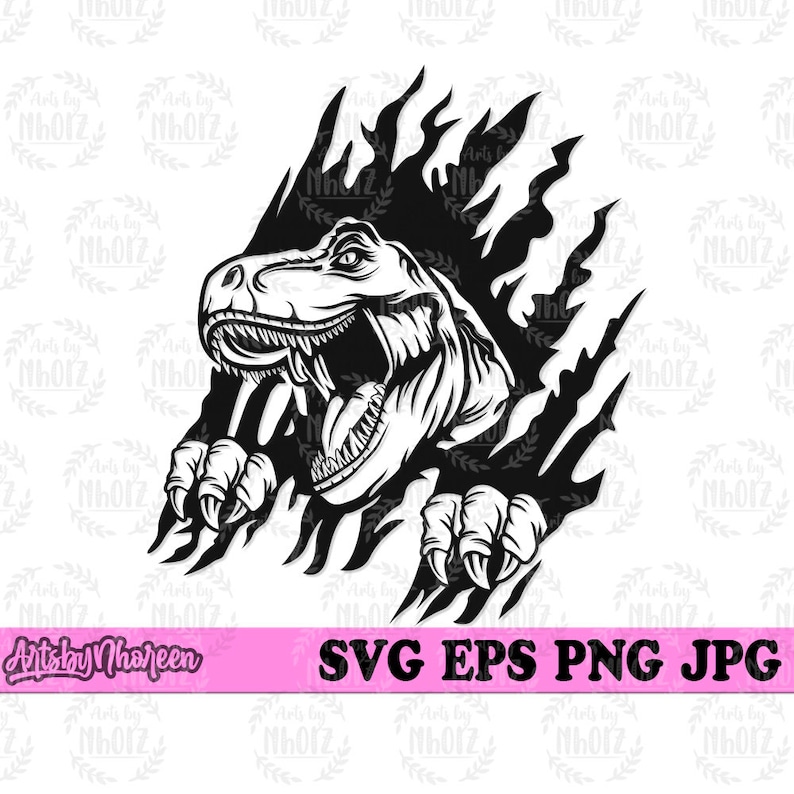 Dinosaur Scratch Svg, T-rex Clipart, Tyrannosaurus Stencil, Cute Wild ...