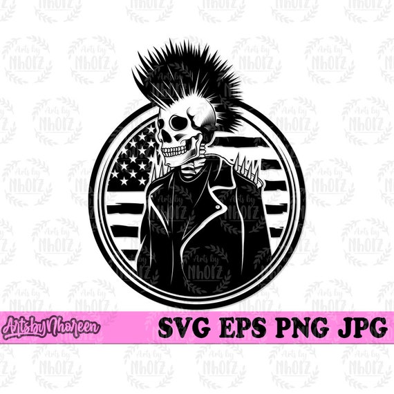 US Mohawk Skull Punk Svg Rockers Clipart Rock Dad T-shirt - Etsy