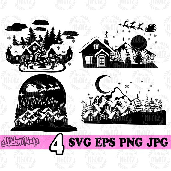 4 Christmas Scene Svg Christmas SVG Bundle Christmas Shirt - Etsy
