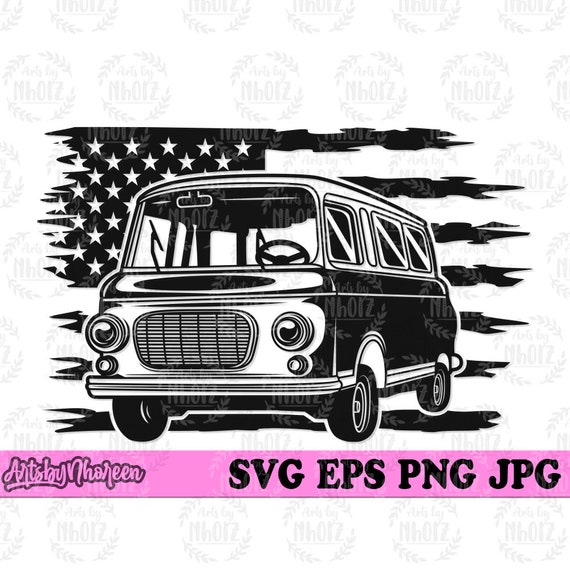 US Old Vintage Van Svg Surf Tropical Summer Vehicle Clipart | Etsy