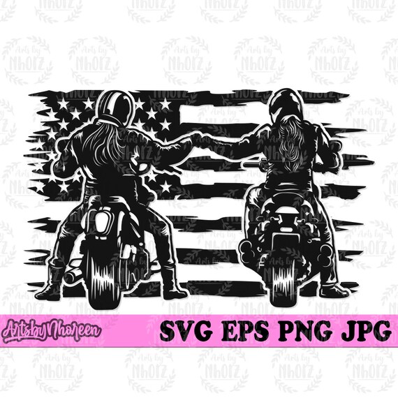 US Girl Biker Fist Bump Svg Lady Rider Clipart Ride in - Etsy