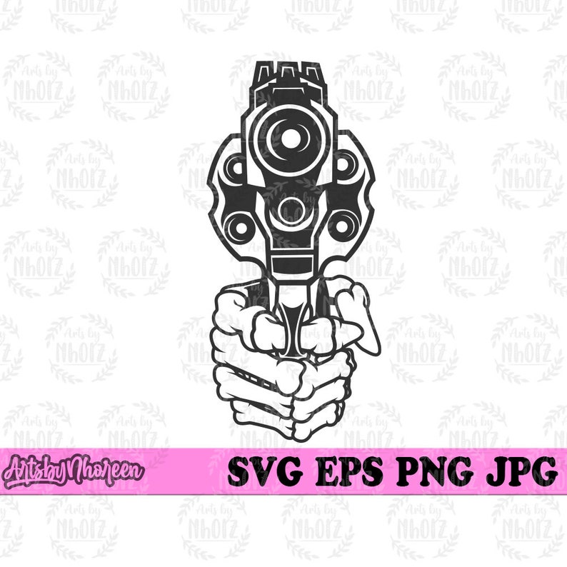 Skeleton Hand With Gun Svg Target Stencil Hand Gun Owner Cut | Etsy