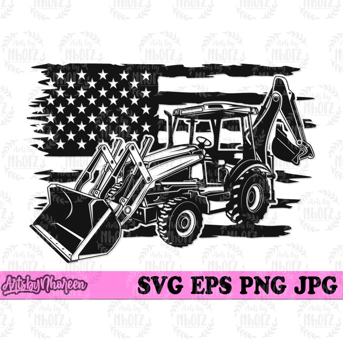 US Backhoe Loader Svg Contractor Dad Clipart Heavy Equipment - Etsy
