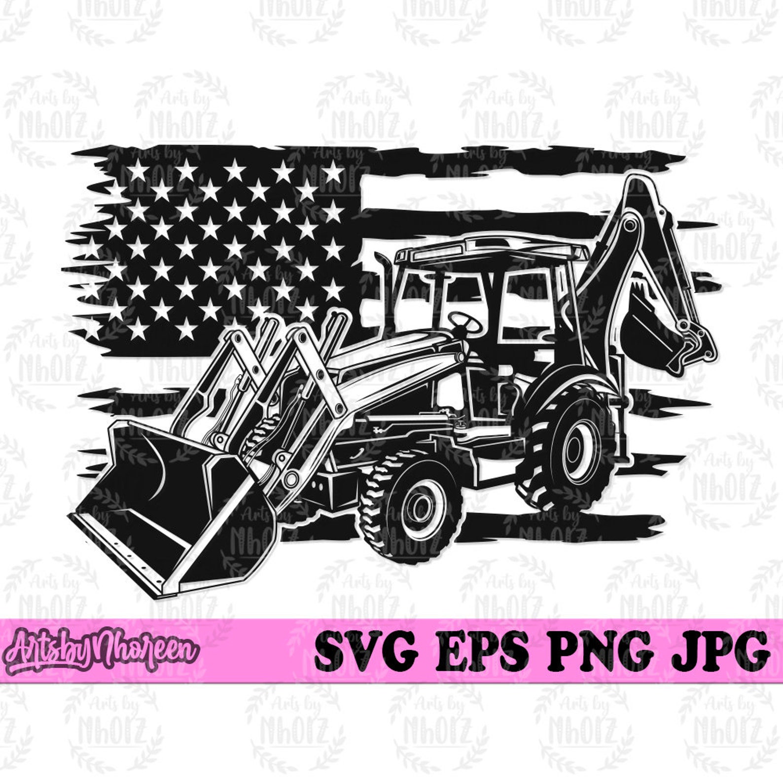 US Backhoe Loader Svg Contractor Dad Clipart Heavy Equipment - Etsy