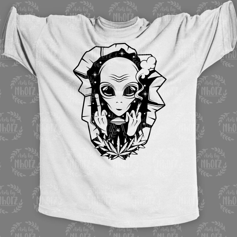 Alien Smoking Joint Middle Finger Svg, Marijuana Clipart, Cannabis Cut ...