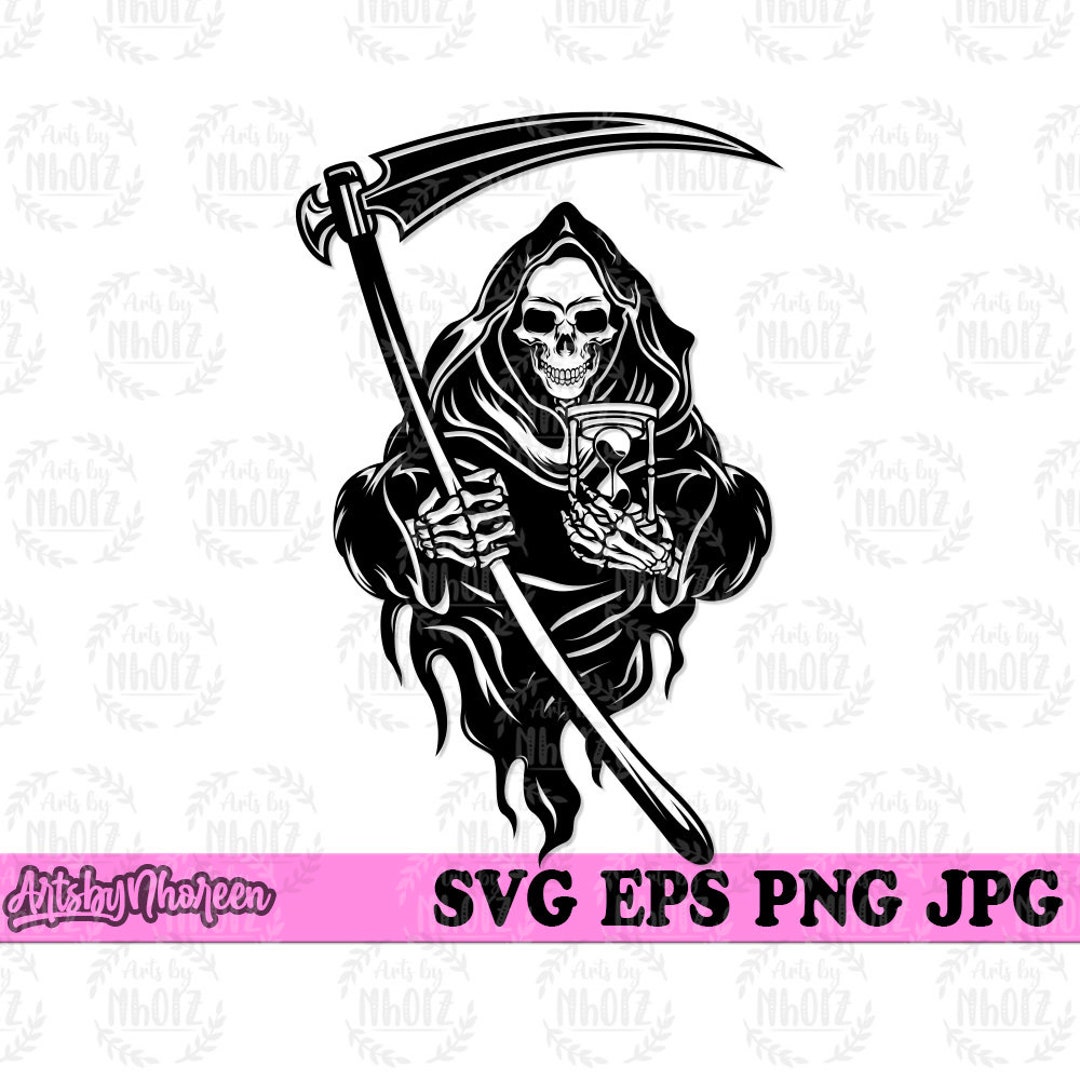 Grim Skull Svg, Halloween Custom Tshirt Design Png, Grim Reaper Cut ...