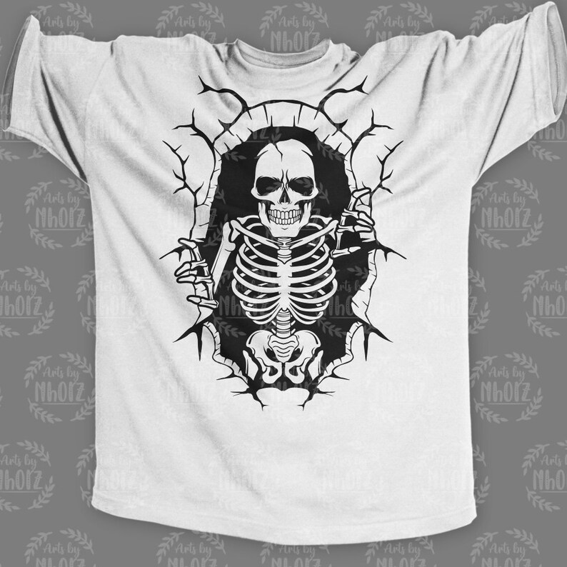 Skeleton Smashing Wall Svg, Cracked Wall Clipart, Skeletal Human Cut ...