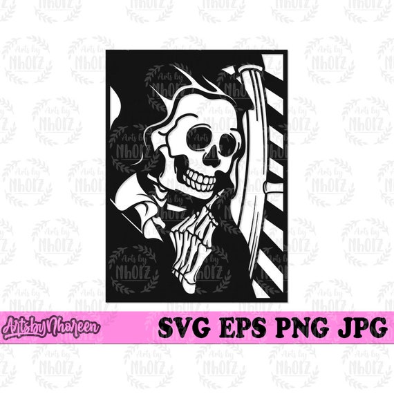 Grim Skull Middle Finger Svg Reaper Sneak Clipart Horror - Etsy