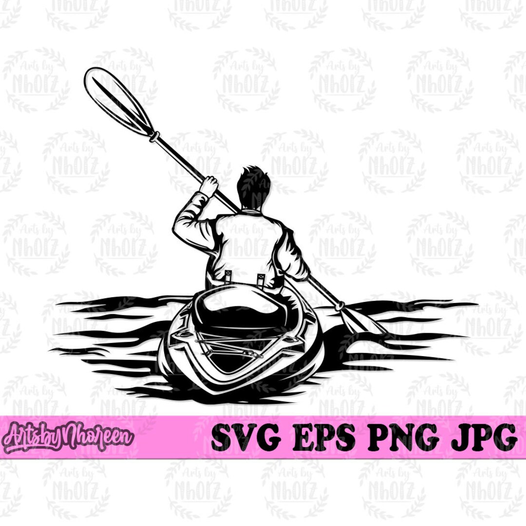 Kayaking Svg, Lake Scene Clipart, River Activity Cut File, Outdoor ...