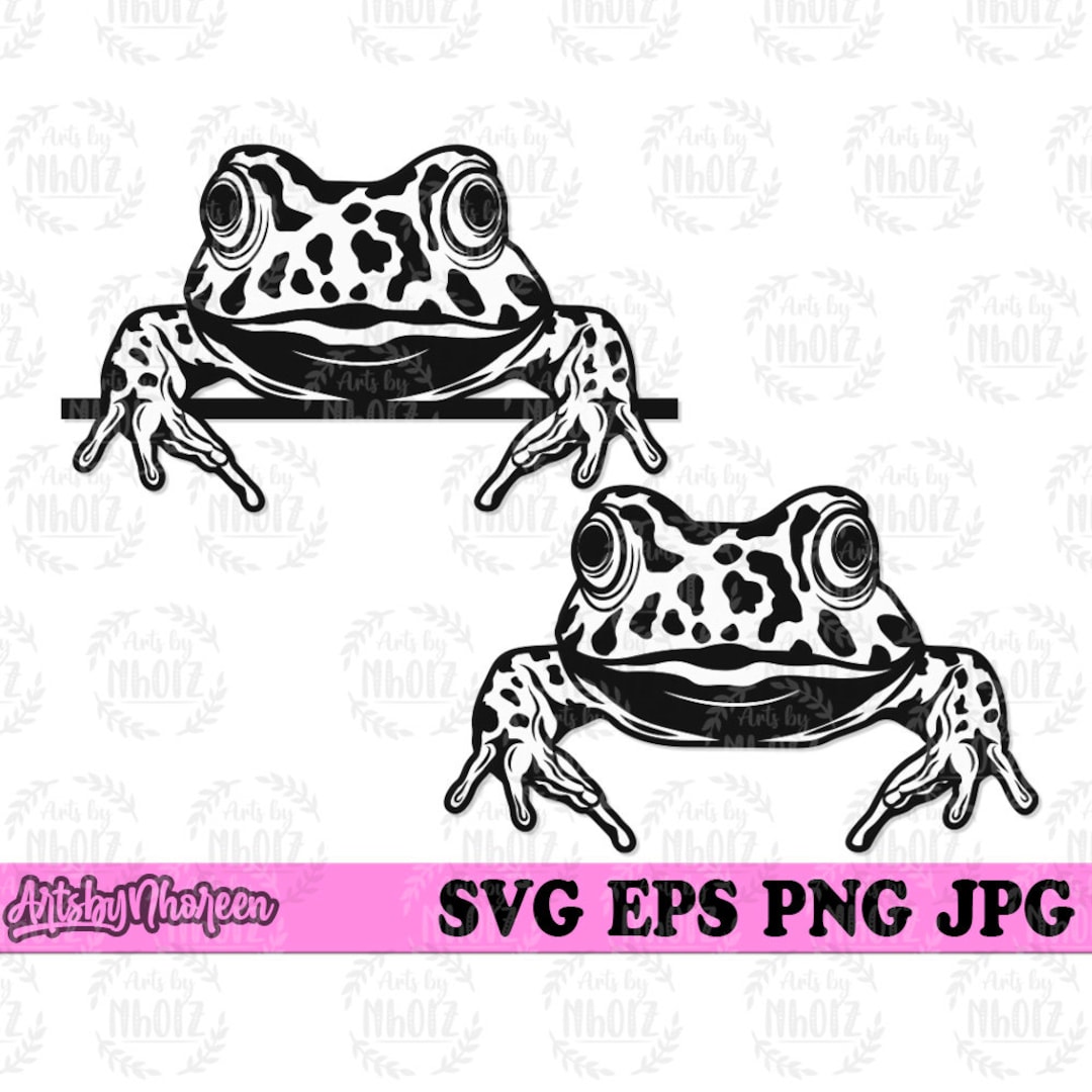 Funny Peeking Frog Svg, Reptile Clipart, Tadpole Stencil, Bullfrog Cut ...