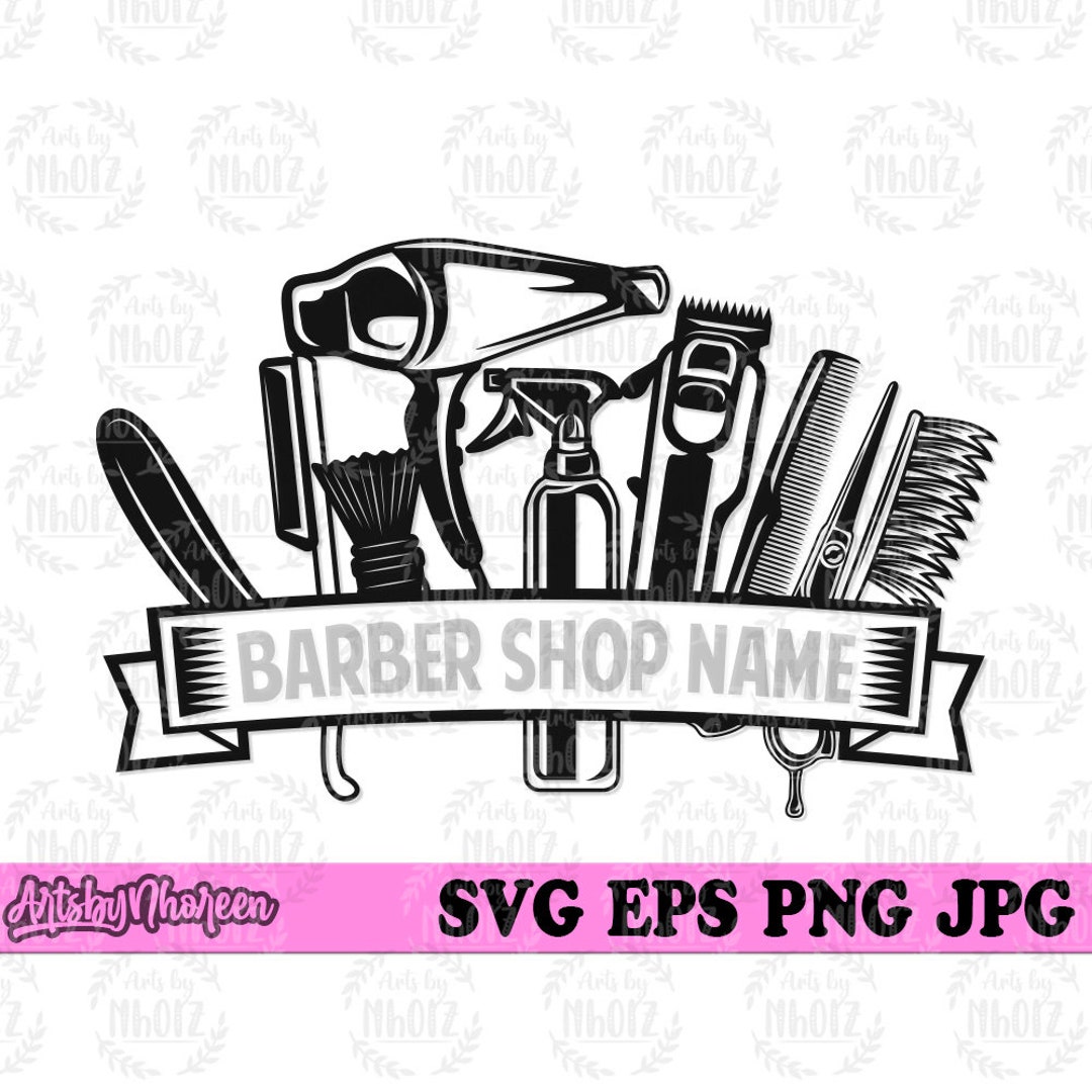 Barber Tools Svg Barbershop Monogram Dxf Hair Cutter Dad Stencil Hair ...