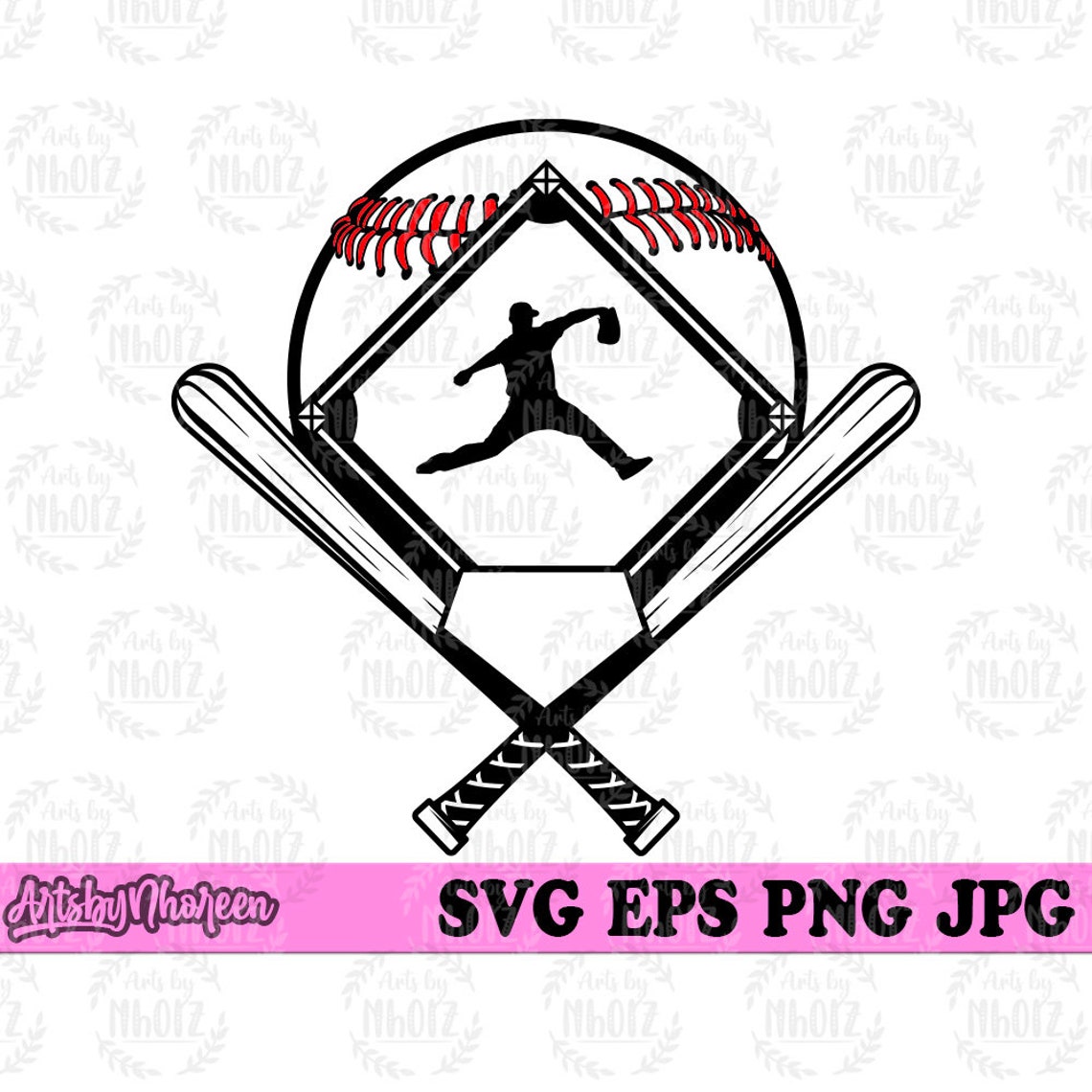 Baseball Scene Field Svg, Baseman Player Clipart, Pitcher Cut File ...