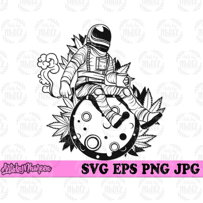 Astronaut in Moon Smoking Weed and Coffee Svg Rolling Joint - Etsy