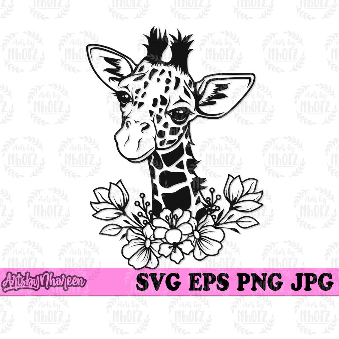 Cute Floral Giraffe Svg, Flower Animal Clipart, Wild Life Shirt Png ...