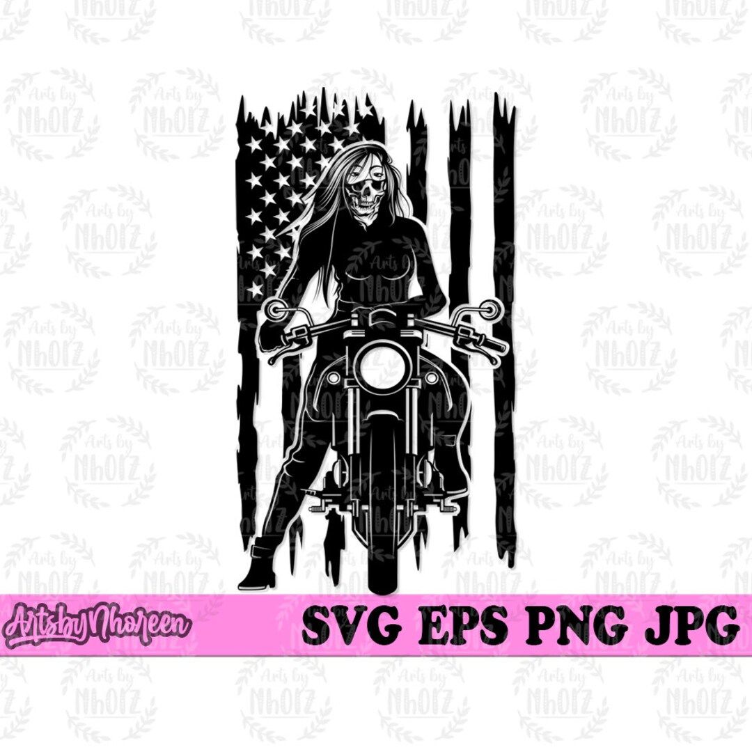 US Girl Biker Svg, Pretty Lady Rider Clipart, Riding in Tandem Mom Life ...