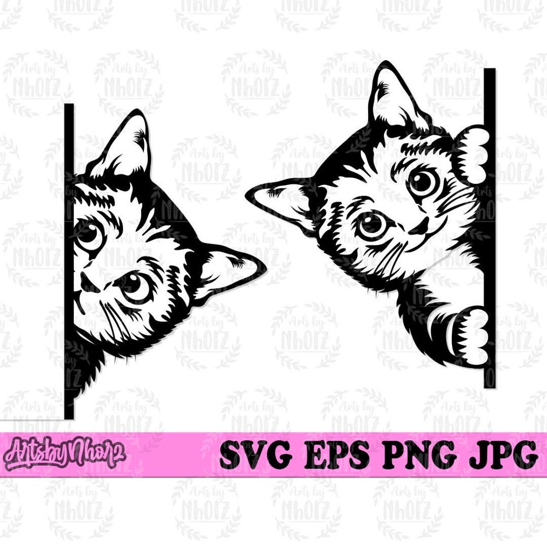 Peeking Cat SVG Bundle, Peeking Cat Svg, Cute Cat Png, Peeking Animal ...