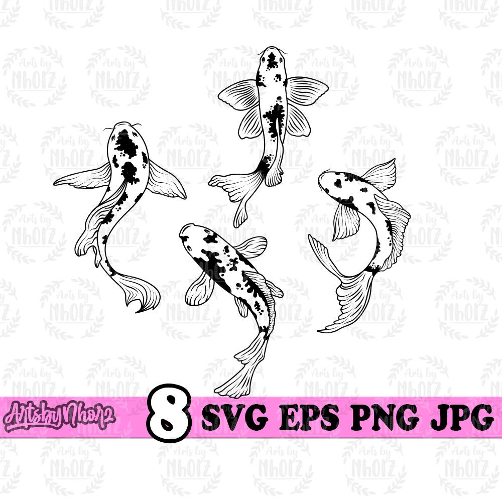 4 Koi Fish Svg, Koi Fish Svg, Fish SVG Bundle, Fish Bundle Svg, Koi ...