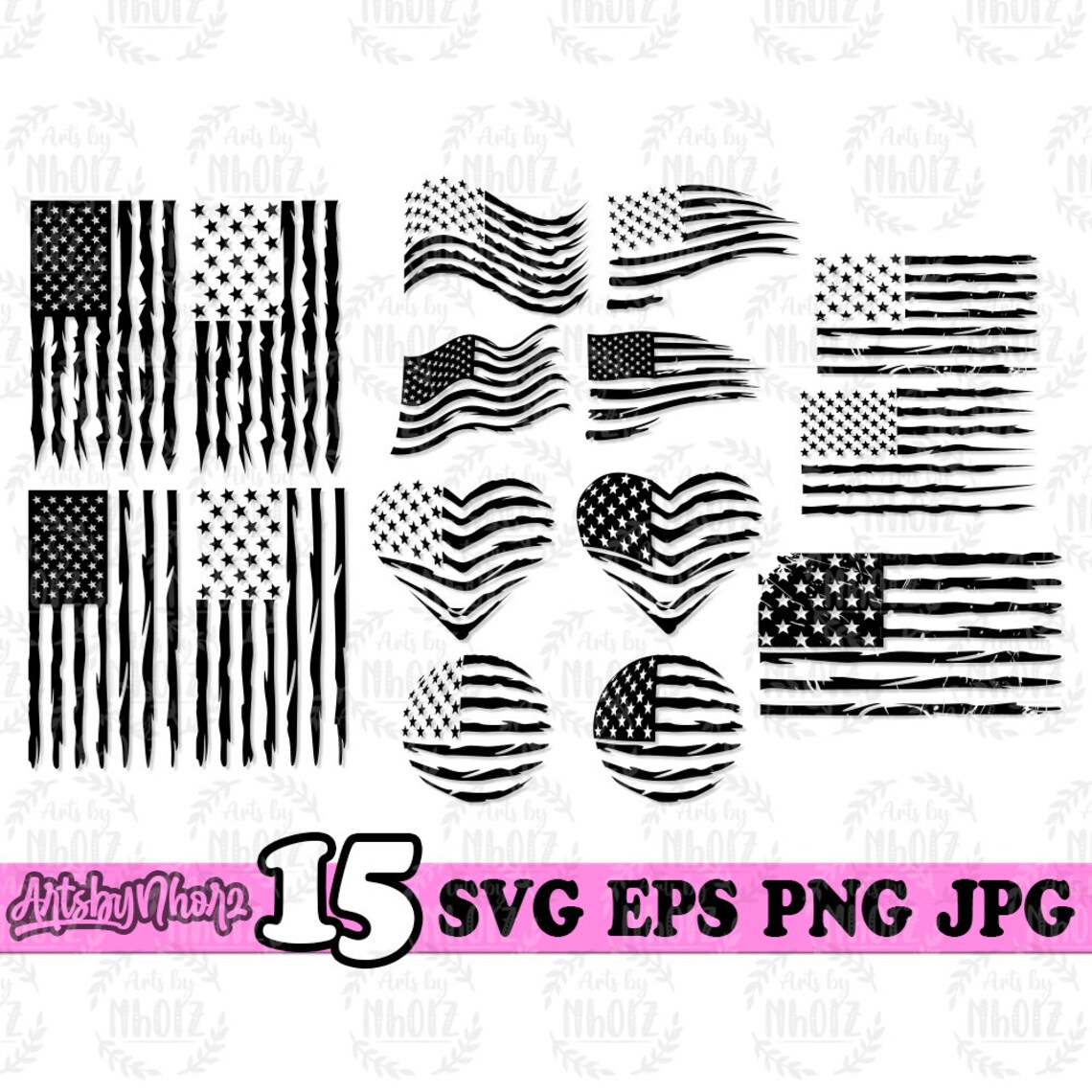 15 USA Flag Bundle US Flag SVG Bundle Distressed Flag Bundle | Etsy