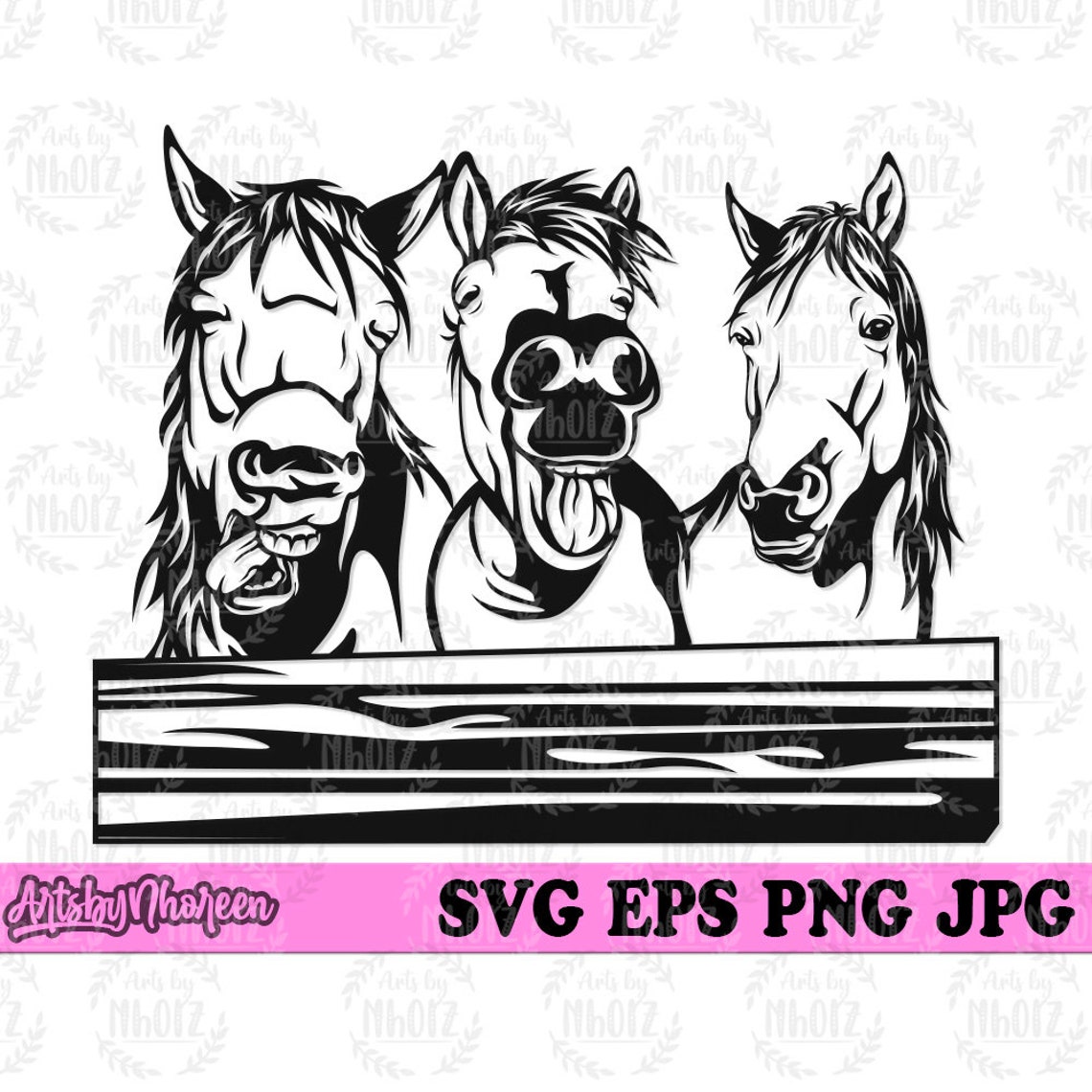 3 Horse Peeking Svg Farm Animal Clipart Ranch Monogram Dxf - Etsy