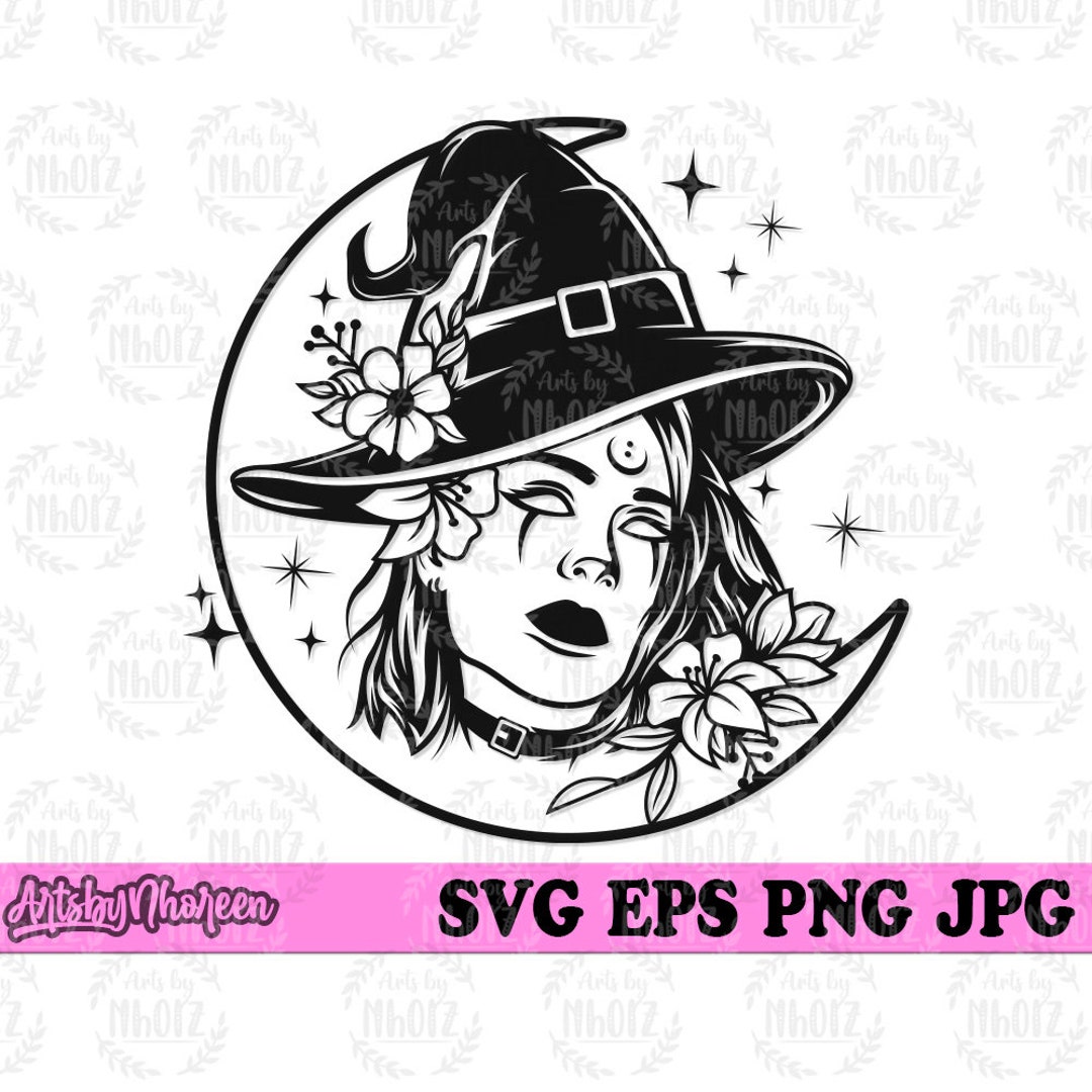 Witch Moon Svg, Happy Halloween Shirt Png, Witchcraft Clipart, Witch ...