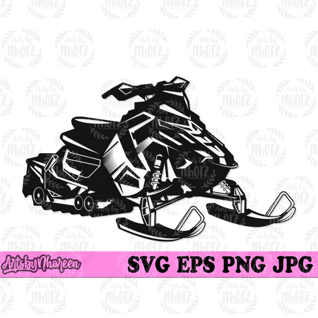 Snow Mobile Svg, Snow Vehicle Cut File, Snow Ride Clipart, Sledge ...