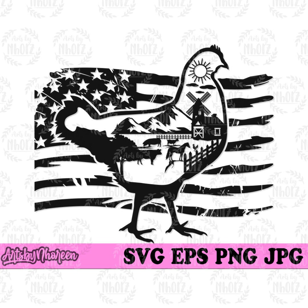 US Chicken Farm Scene Svg, Chicken Clipart, Farming Shirt Png, Farmer ...