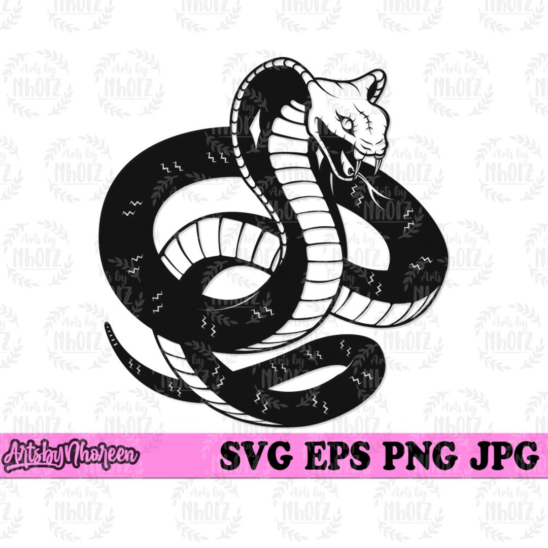Cobra Snake Svg, Serpent Clipart, Poisonous Creature Cut File, Wild ...