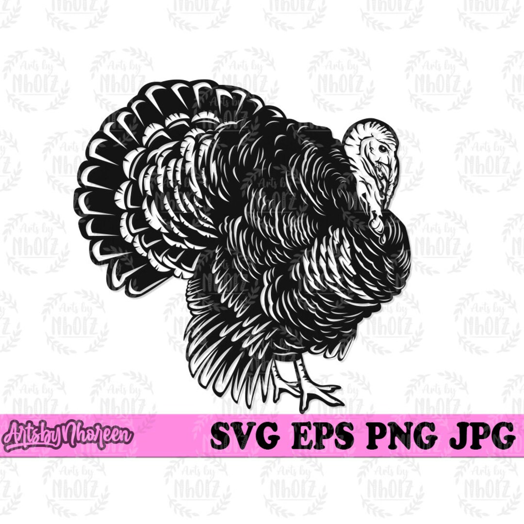 Turkey Svg, Thanksgiving Cut File, Fall Clipart, Roast Turkey Stencil ...