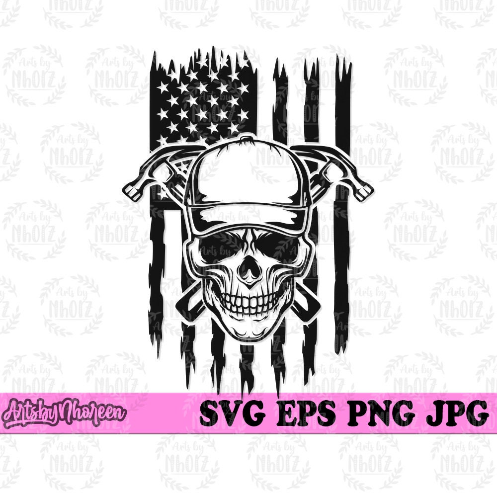 US Carpenter Skull Svg, Carpentry Jpeg and Monogram, Skeleton Head With ...