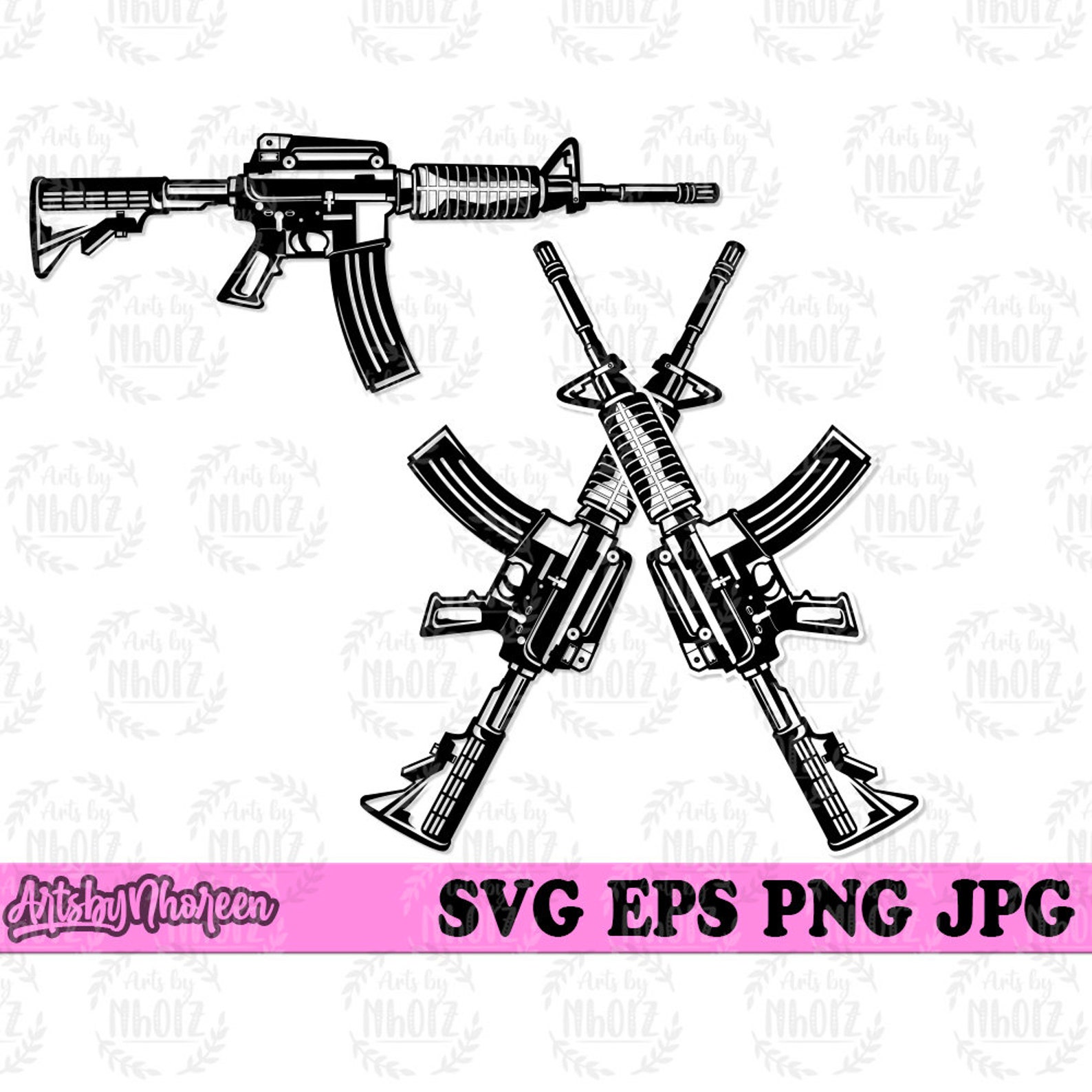 Machine Guns Svg, Military Weapon Clipart, Combat Gear Cut File ...