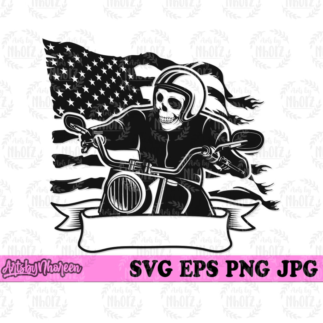 US Biker Skull Svg, Motorbike Jpeg Cut File, Rider Dad T-shirt Design ...