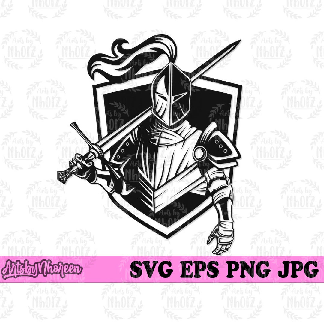 Knight Svg, Shinning Armor With Sword and Shield Clipart, Ancient ...