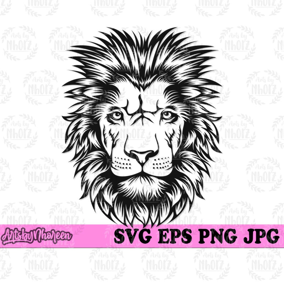 Lion Head Svg, Wild Beast Animal Clipart, Forest Creature Stencil ...