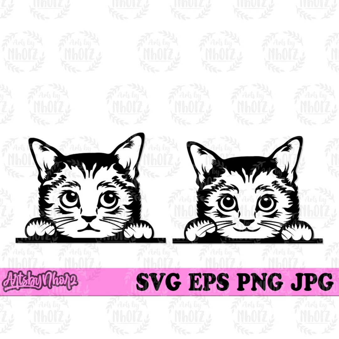 2 Cute Peeking Cat Svg, Peeking Animal Svg, Cute Cat Svg, Cute Kittens ...