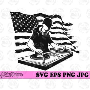 US DJ Svg, Disc Jockey Cut File, Mixer Stencil, Turntable Clipart, Male ...