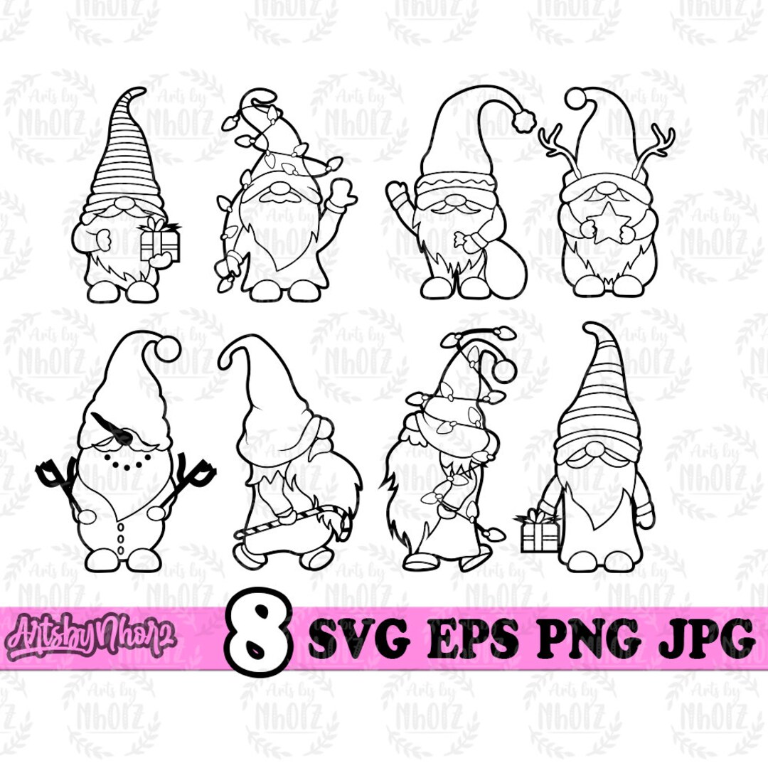 8 Christmas Gnomes Svg, Christmas Svg, Gnomes Clipart, Gnomes Cutfile ...