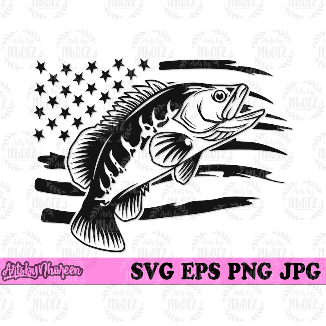US Flag Grouper Fish Svg, Salt Water Fishing Clipart, Sea Angling Cut ...