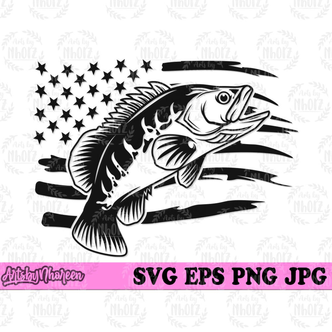 US Flag Grouper Fish Svg Salt Water Fishing Clipart Sea | Etsy