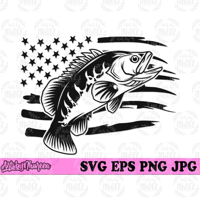 US Flag Grouper Fish Svg Salt Water Fishing Clipart Sea | Etsy