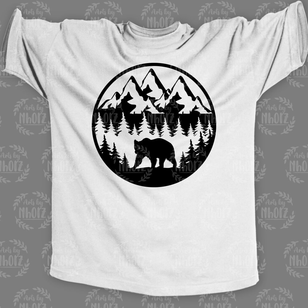 Bear Scene Mountain Svg, Traveler Svg, Outdoor Scene Svg, Camping Scene ...