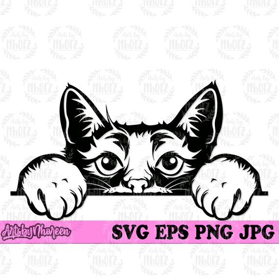 Funny Peeking Cat Svg Cute Cat Cut File Peeking Kitten | Etsy